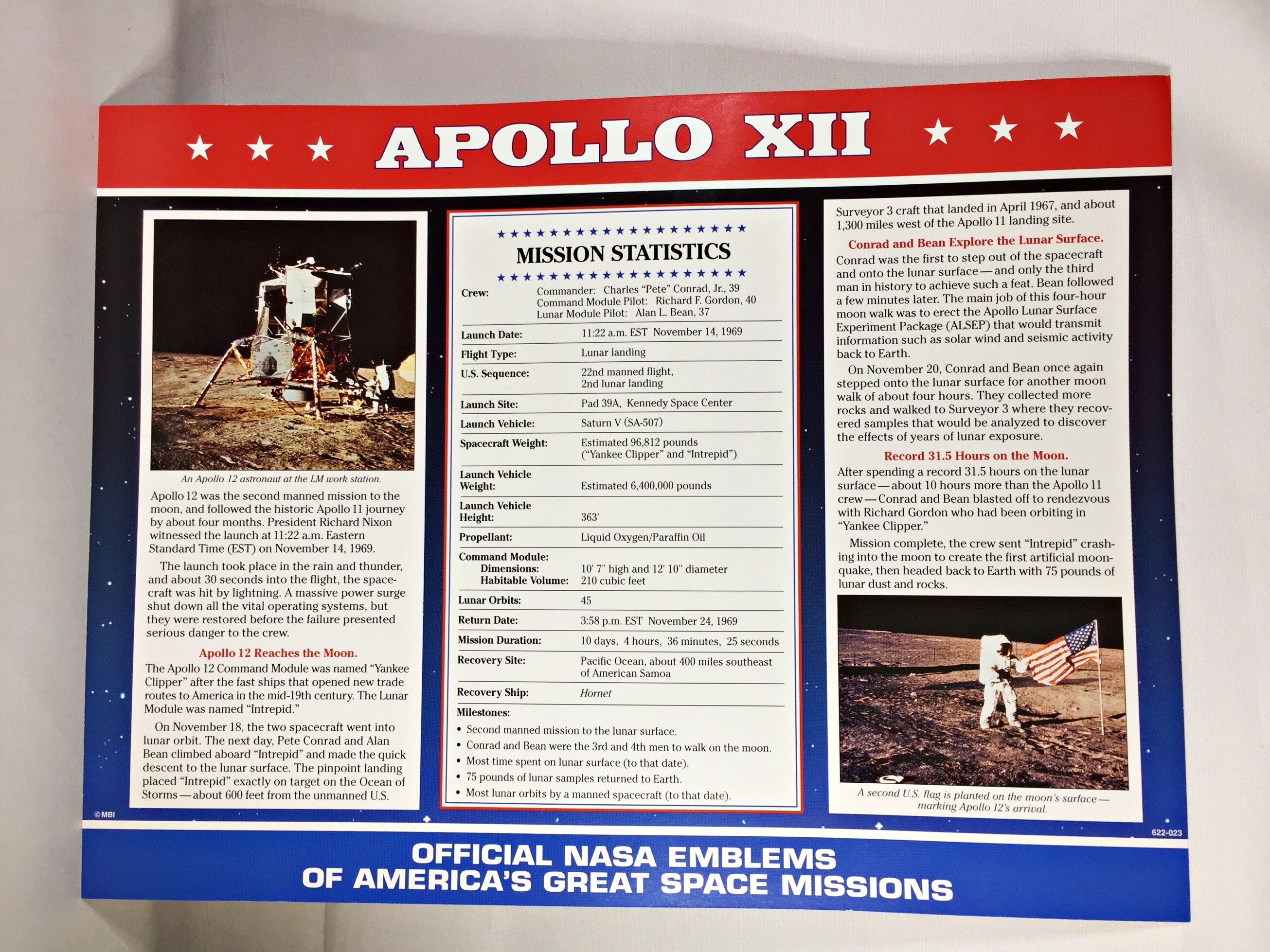 APOLLO XII (Yankee Clipper Ship) NASA Space Mission Emblem Patch ...