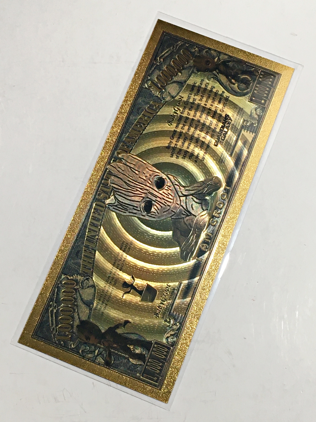 Baby Groot Gold Foil 100 Dollar Banknote | Property Room