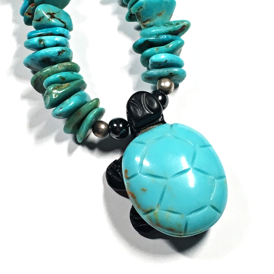 Beautiful Turquoise and Heishi Necklace*23" Long with Turtle | Property ...