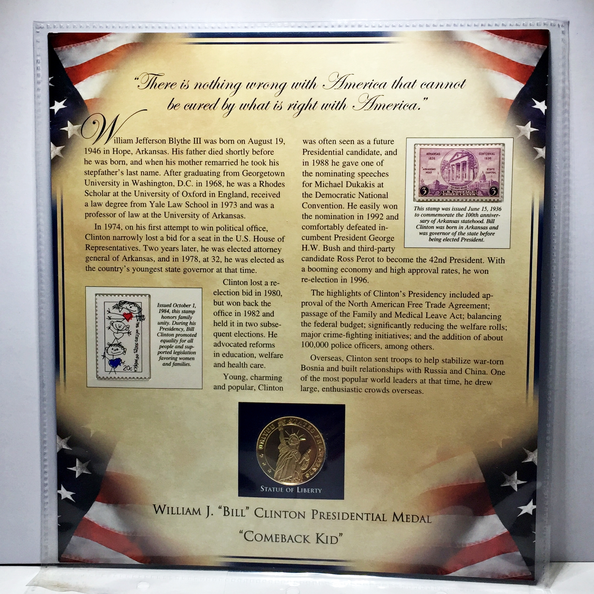 Bill Clinton Presidential Uncirculated Commemorative Medallion*Encased ...