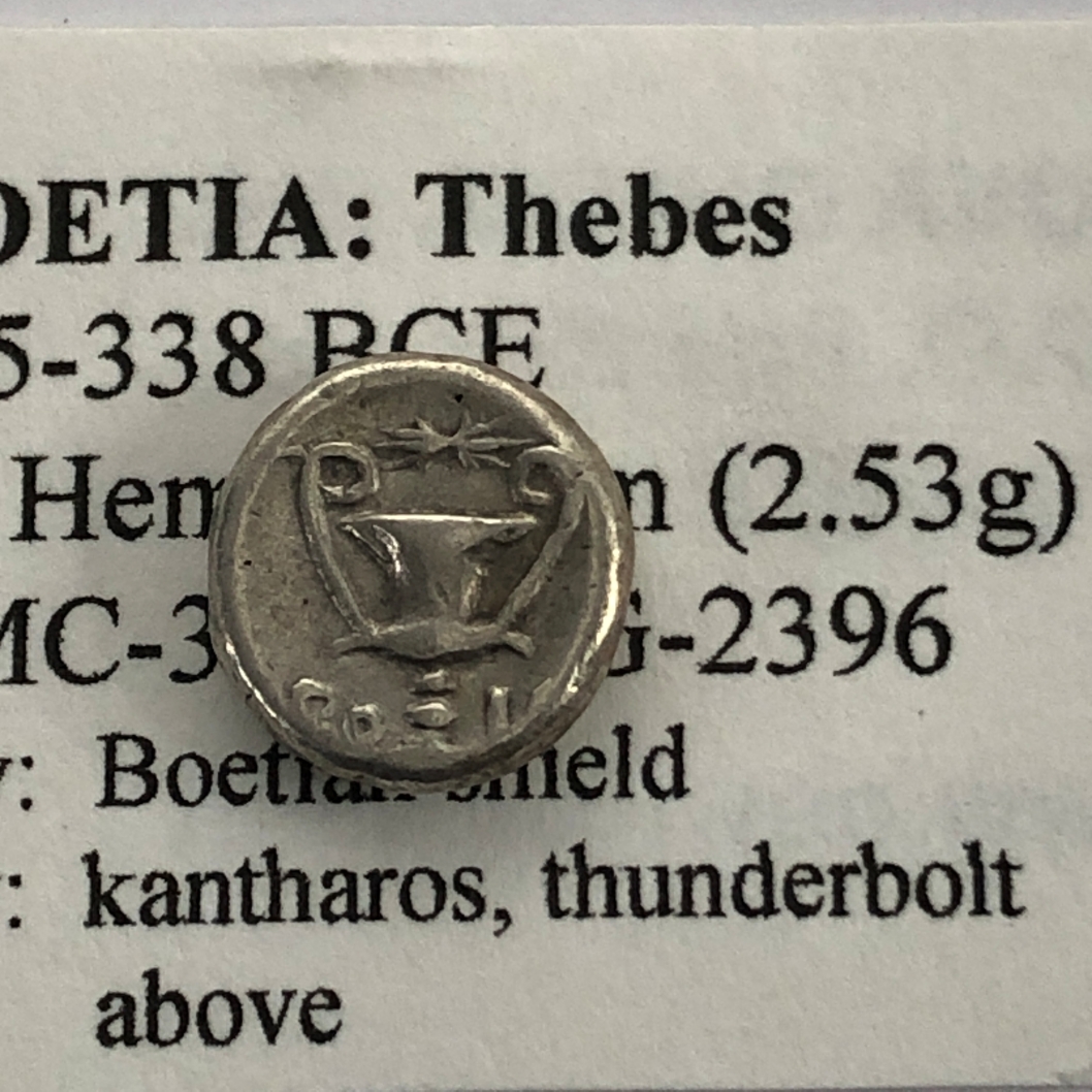 Boeotia Thebes 395-338BC Silver Hemi drachm Boeotian Shield Obverse ...