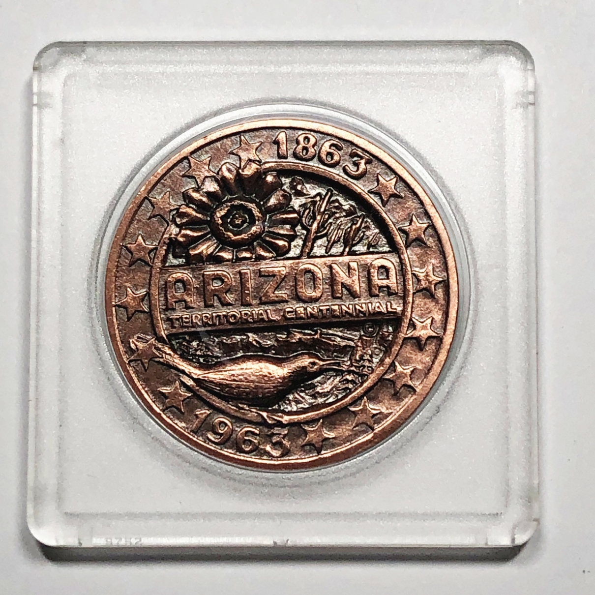Bronze Arizona Centennial Medal 1863-1963 in holder | Property Room