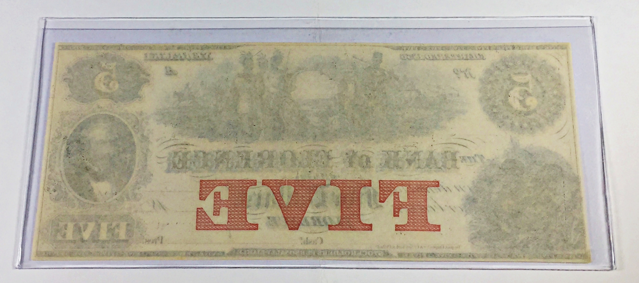 Chartered 1856 $5 Bank of Florence, Nebraska*Unissued Obsolete Bank ...