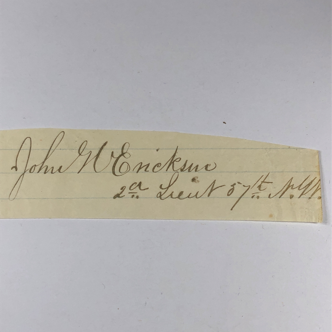 Civil War Soldier's Signature John Erickson 2nd Lieutenant 57th ...