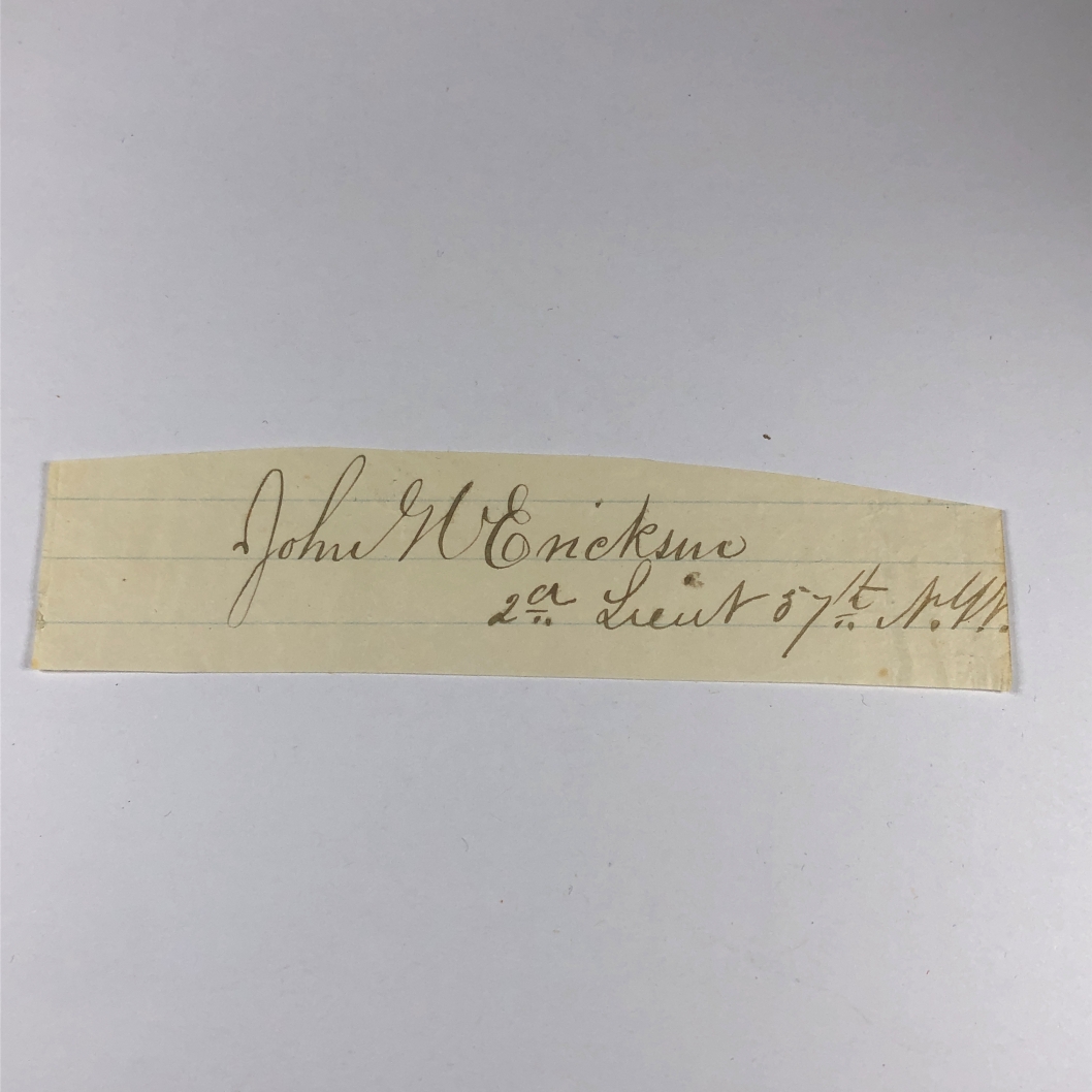 Civil War Soldier's Signature John Erickson 2nd Lieutenant 57th ...