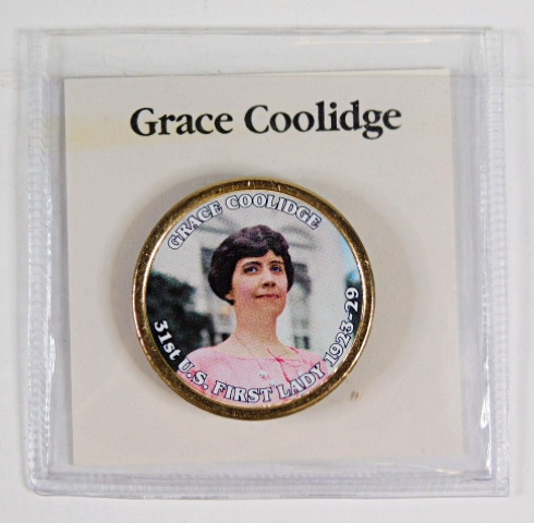 Colorized Calvin Coolidge Presidential Commemorative Dollar with Grace ...