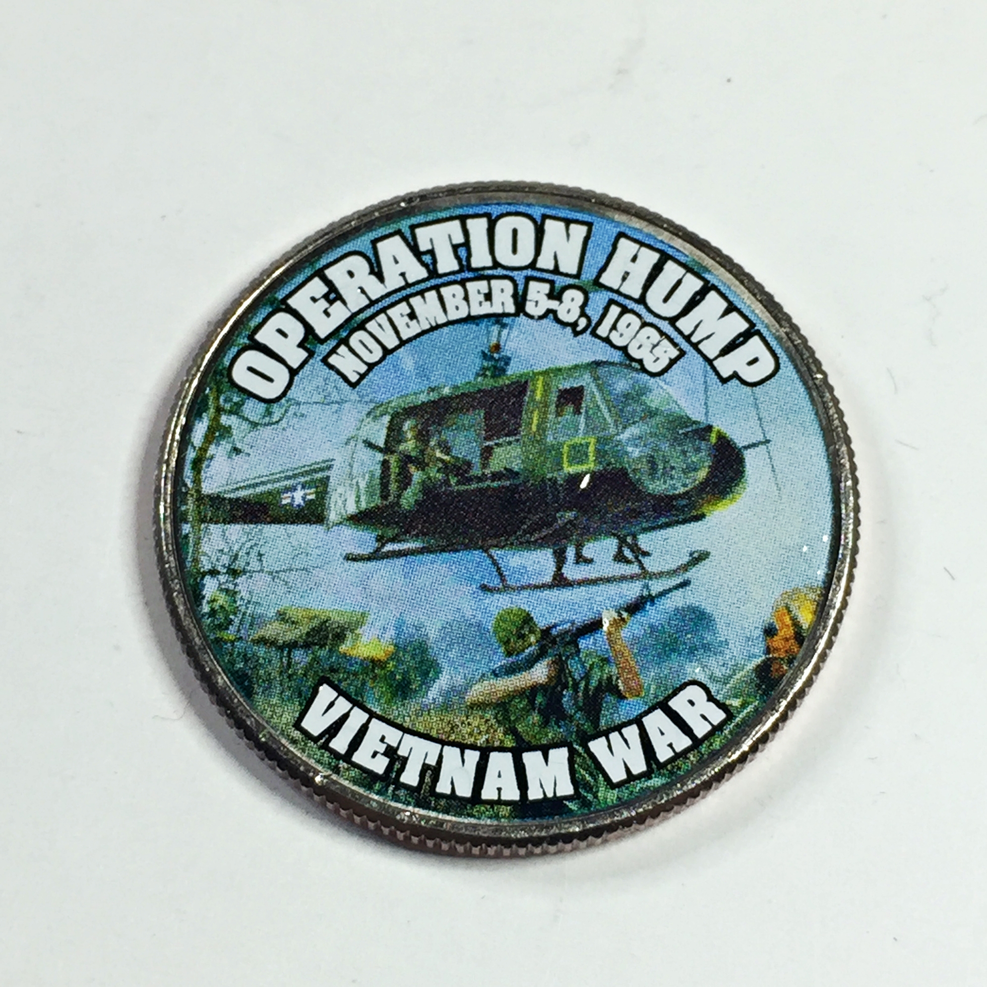 Colorized Kennedy Half Dollar Commemorating Operation Hump; Vietnam War ...