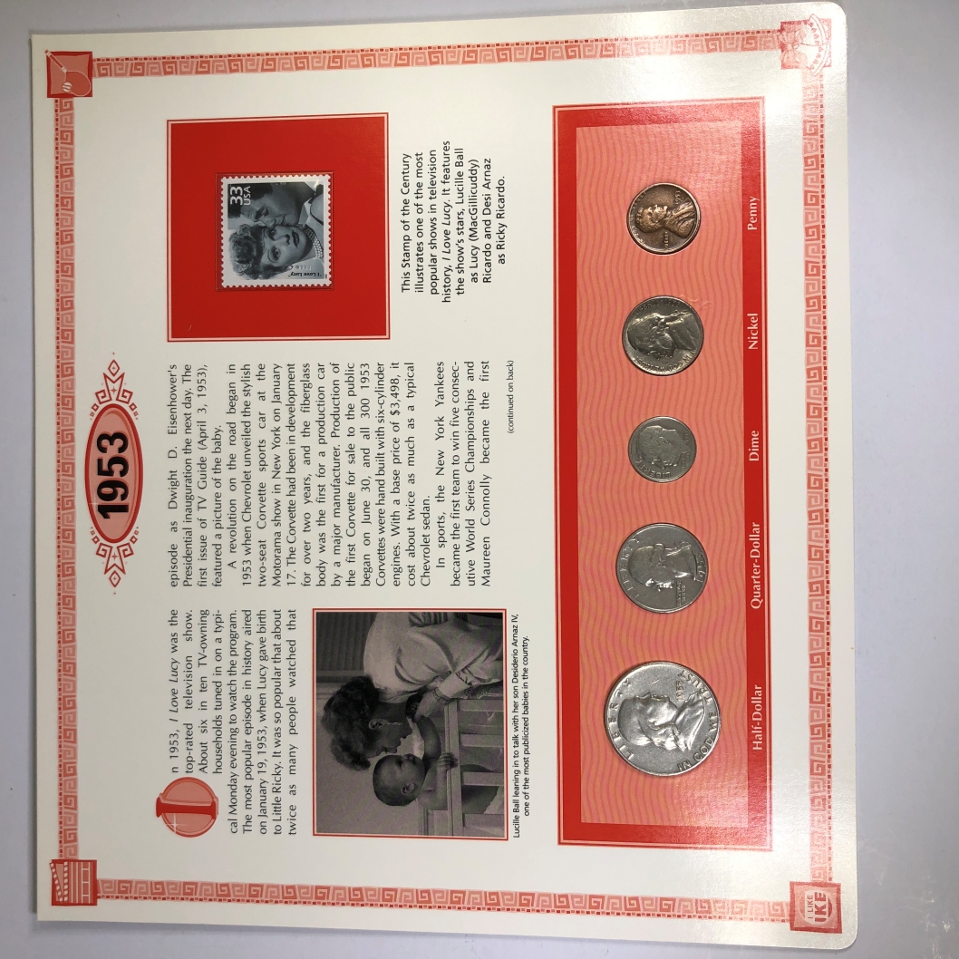 Complete Set of Coins of 1953 Including Silver Half Dollar, Quarter and ...