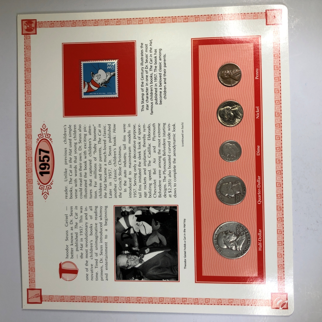 Complete Set of Coins of 1957 Including Silver Half Dollar, Quarter and ...