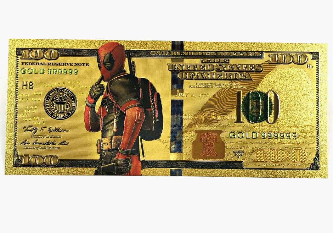 Dead Pool Gold Foil 100 Dollar Commemorative Banknote | Property Room