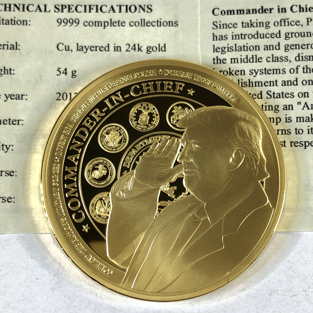 Donald Trump-Commander in Chief 24K Gold Layered Medallion*Proof*50mm ...