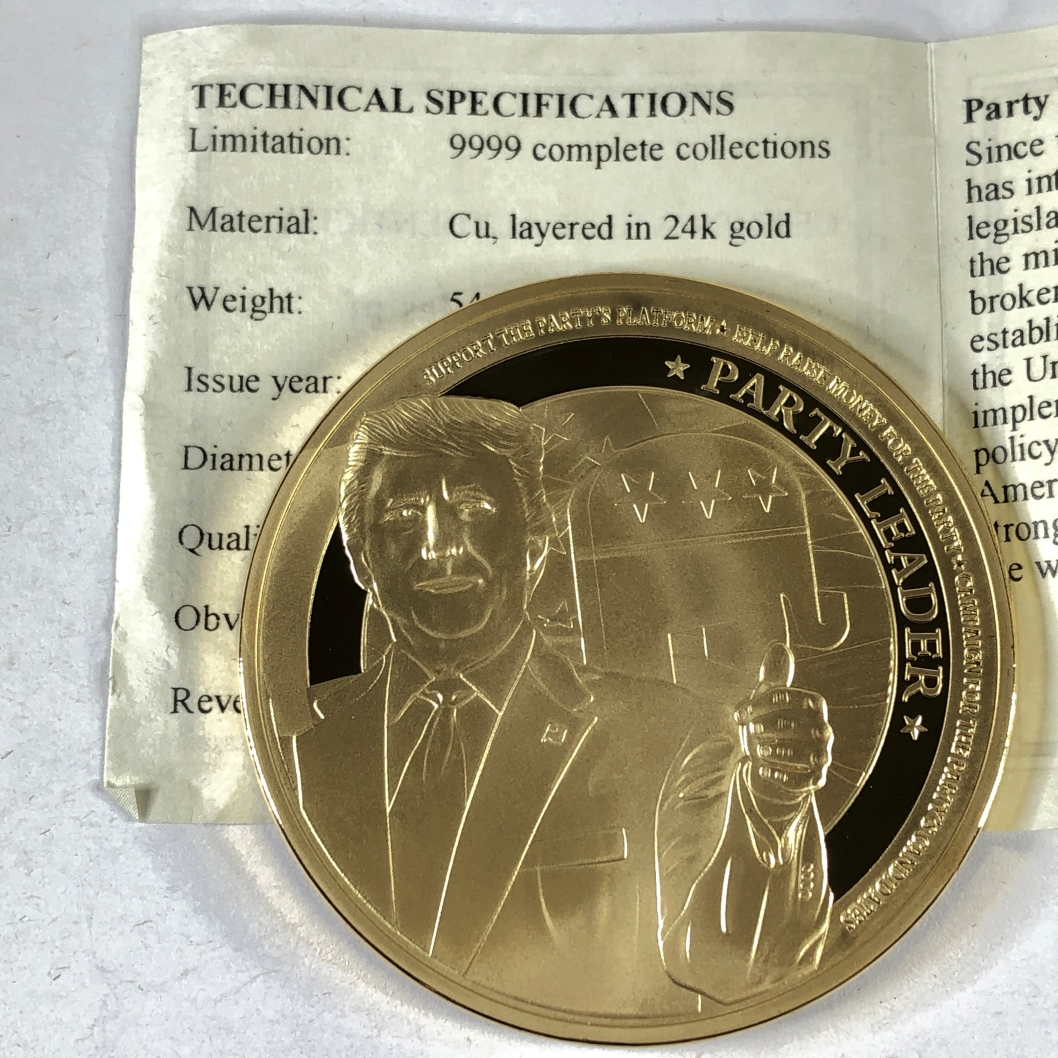 Donald Trump-Party Leader 24K Gold Layered Medallion*Proof*50mm*In ...