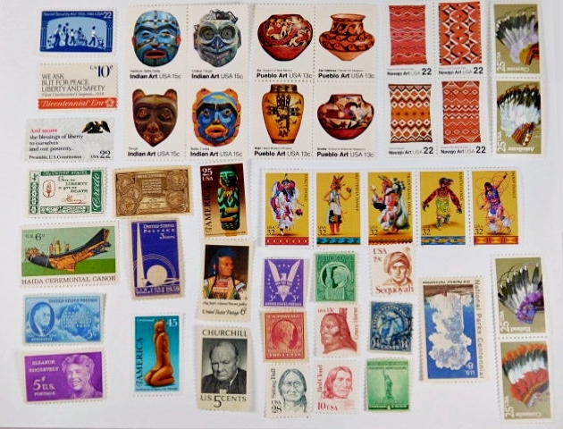 Dozens of New/Unused Postage Stamps*Eisenhower, Native American, 32c ...