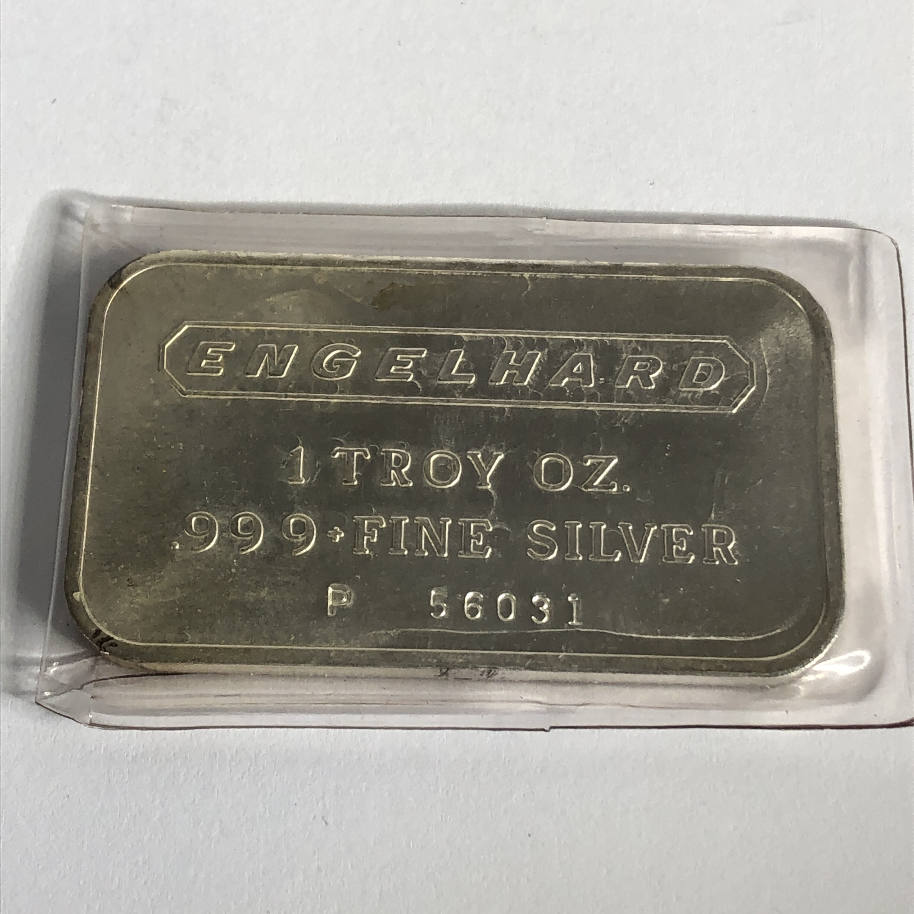 Engelhard 999 Fine Silver Ingot Bar 1 oz In Original Plastic | Property ...