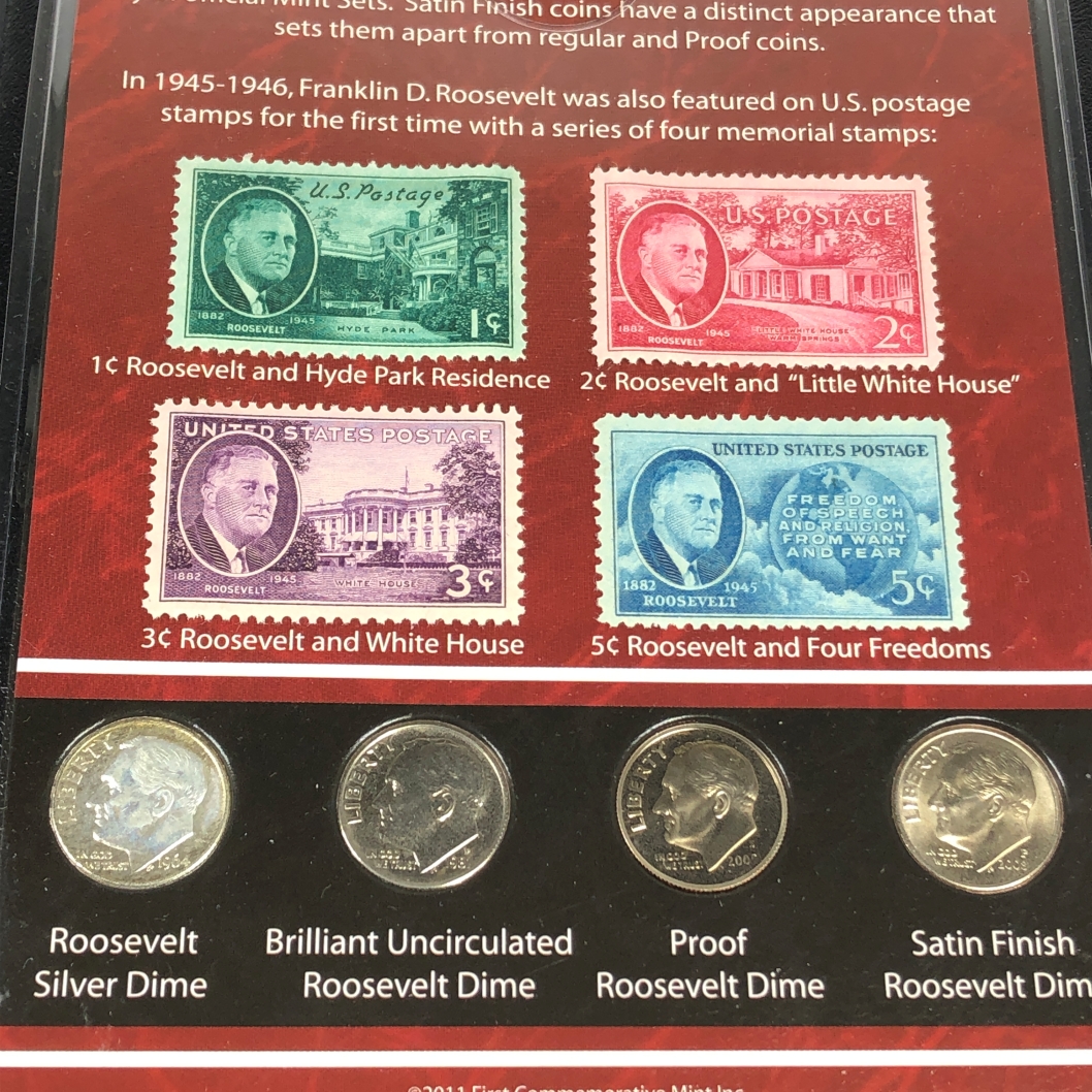 First Commemorative Mint Franklin Roosevelt Coin & Stamp Tribute in ...