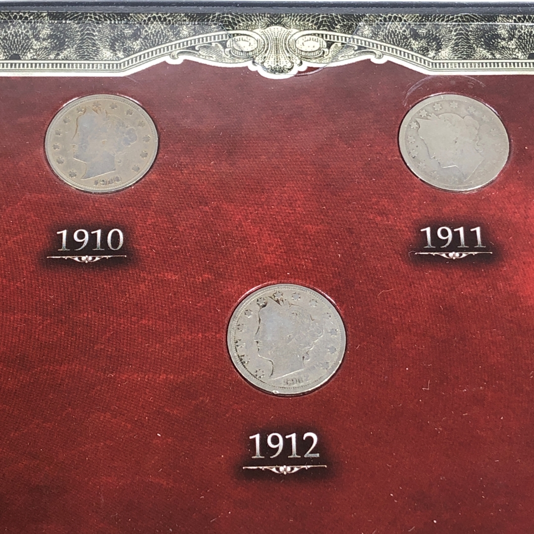 First Commemorative Mint Last 3 Years of V Nickels in Portfolio Album ...