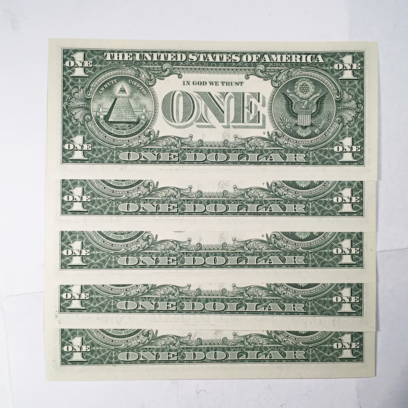 Five (5) Series 2013 $1 FRN; Dallas, TX*CONSECUTIVE NUMBERED STAR NOTES ...
