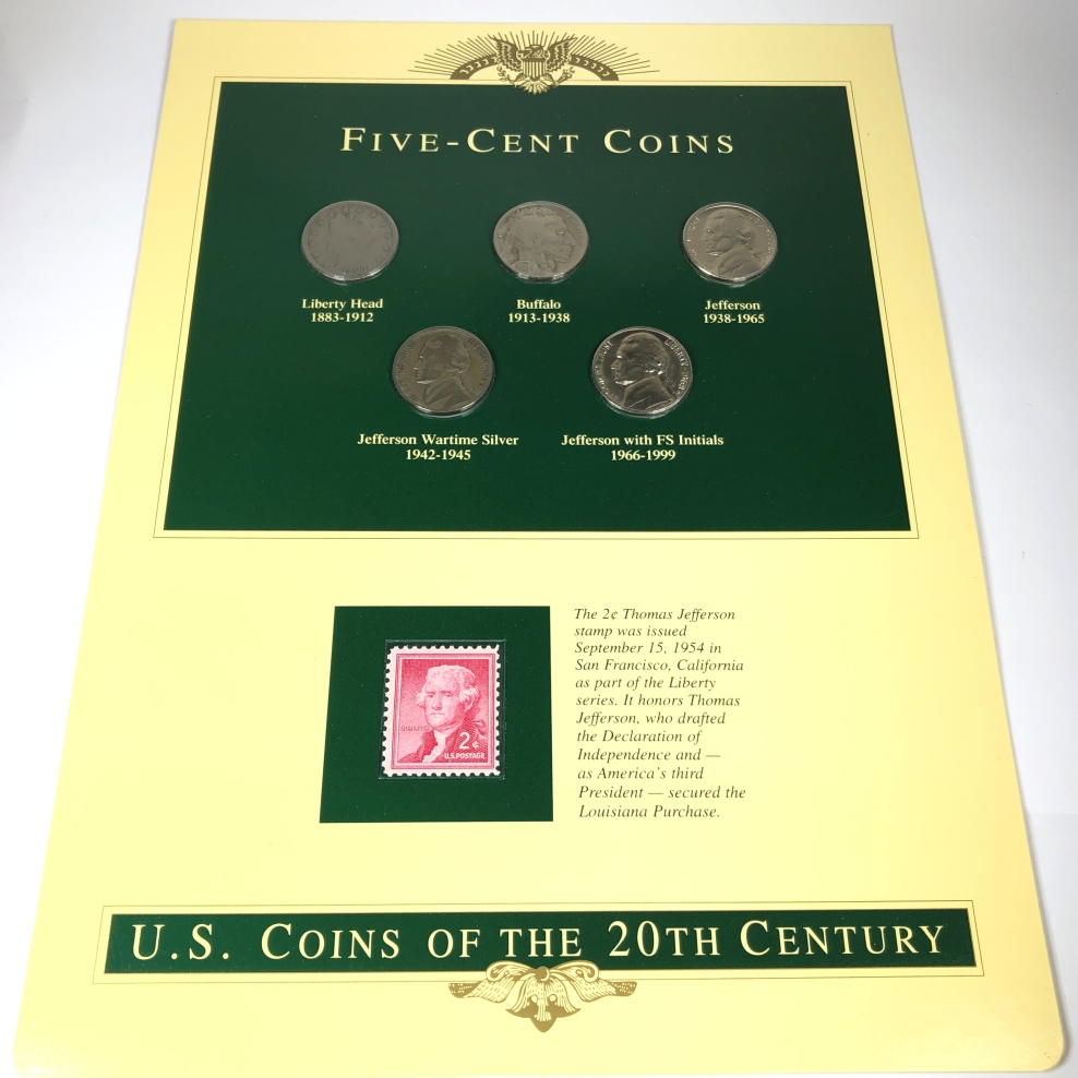 Five Cent Coins Plus 1954 Commemorative Stamp*Liberty Head Nickels ...