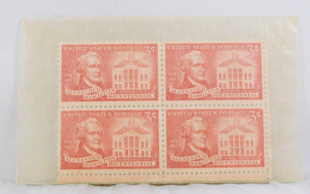 Four 1957 Alexander Hamilton US 3c Stamps | Property Room