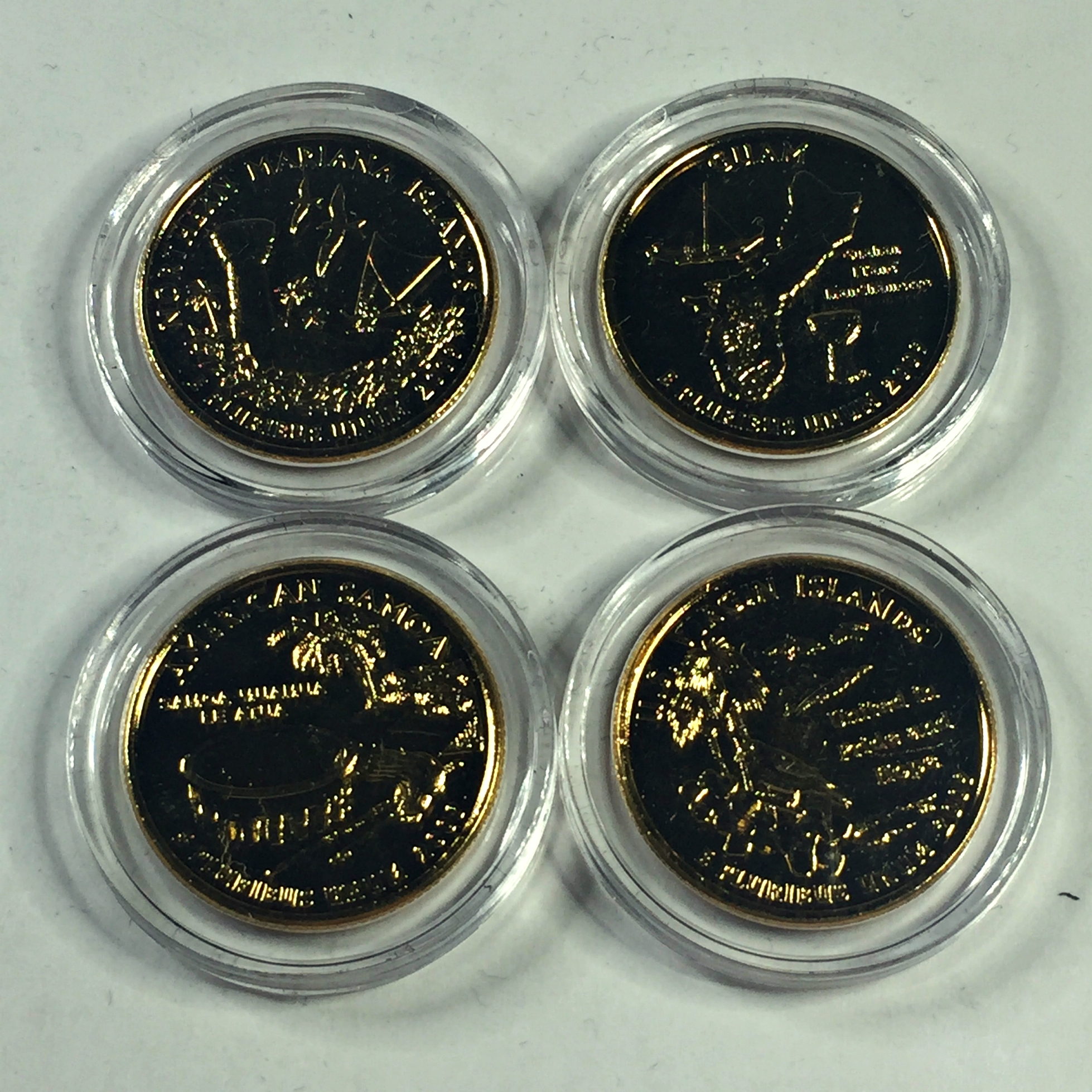 Four 24K Gold Layered Commemorative Quarters*S. Mariana Islands, Guam ...