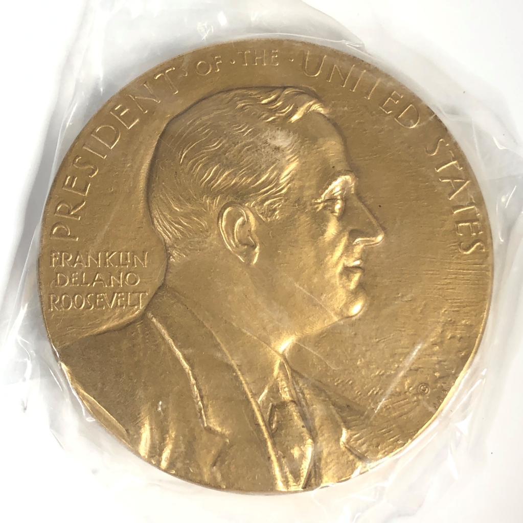 Franklin Delano Roosevelt High Relief Bronze Commemorative Medallion ...