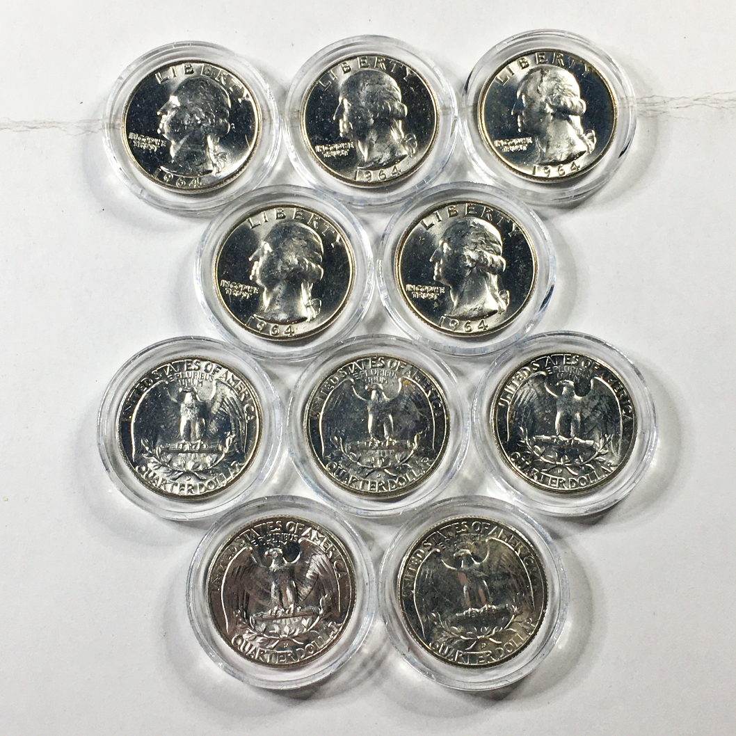 From the BINION HOARD*Ten Choice Brilliant Uncirculated 1964 Washington ...