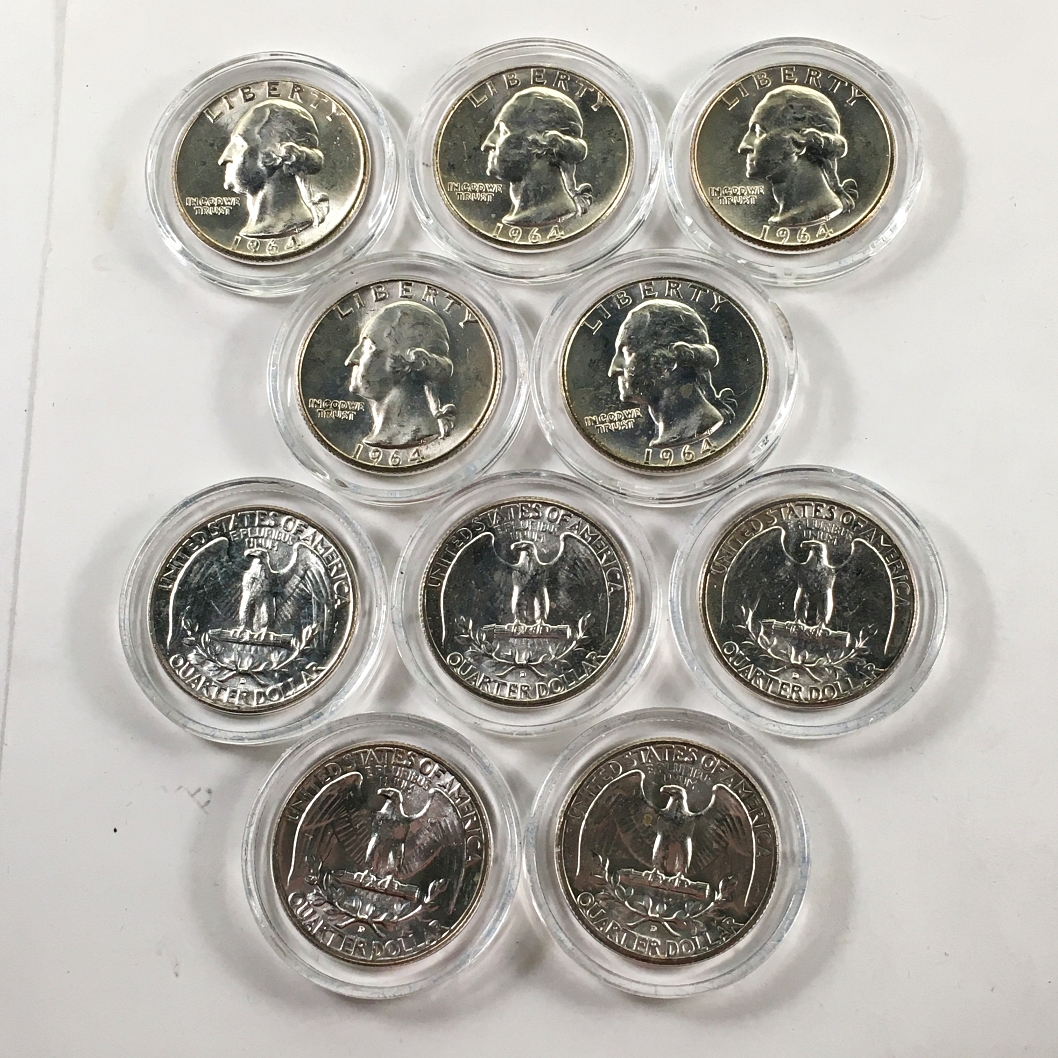 From the BINION HOARD*Ten Choice Brilliant Uncirculated 1964 Washington ...