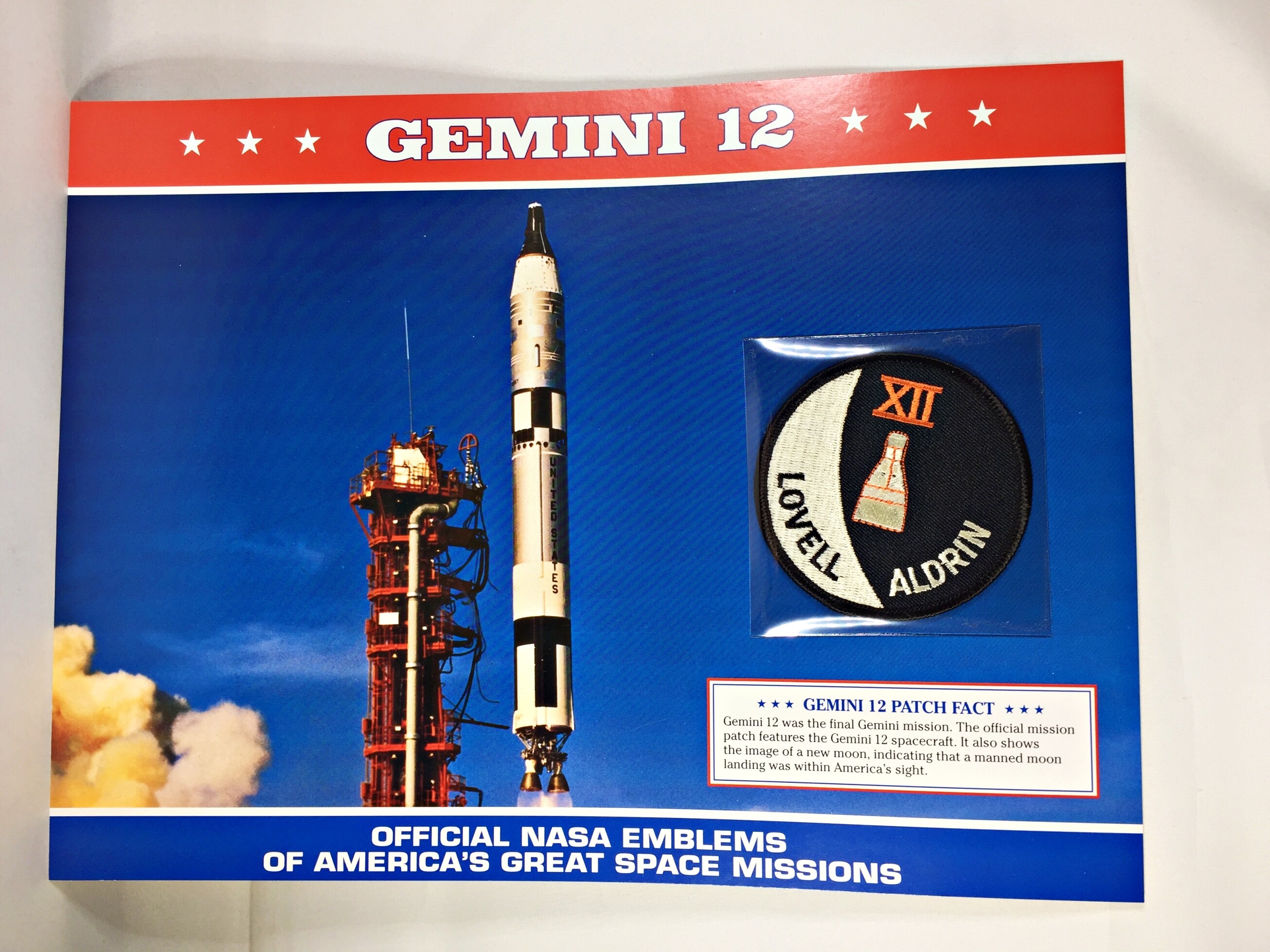 GEMINI 12 (Lovell-Aldrin) NASA Space Mission Emblem Patch*Encased in 9" x 11" Historical Story ...