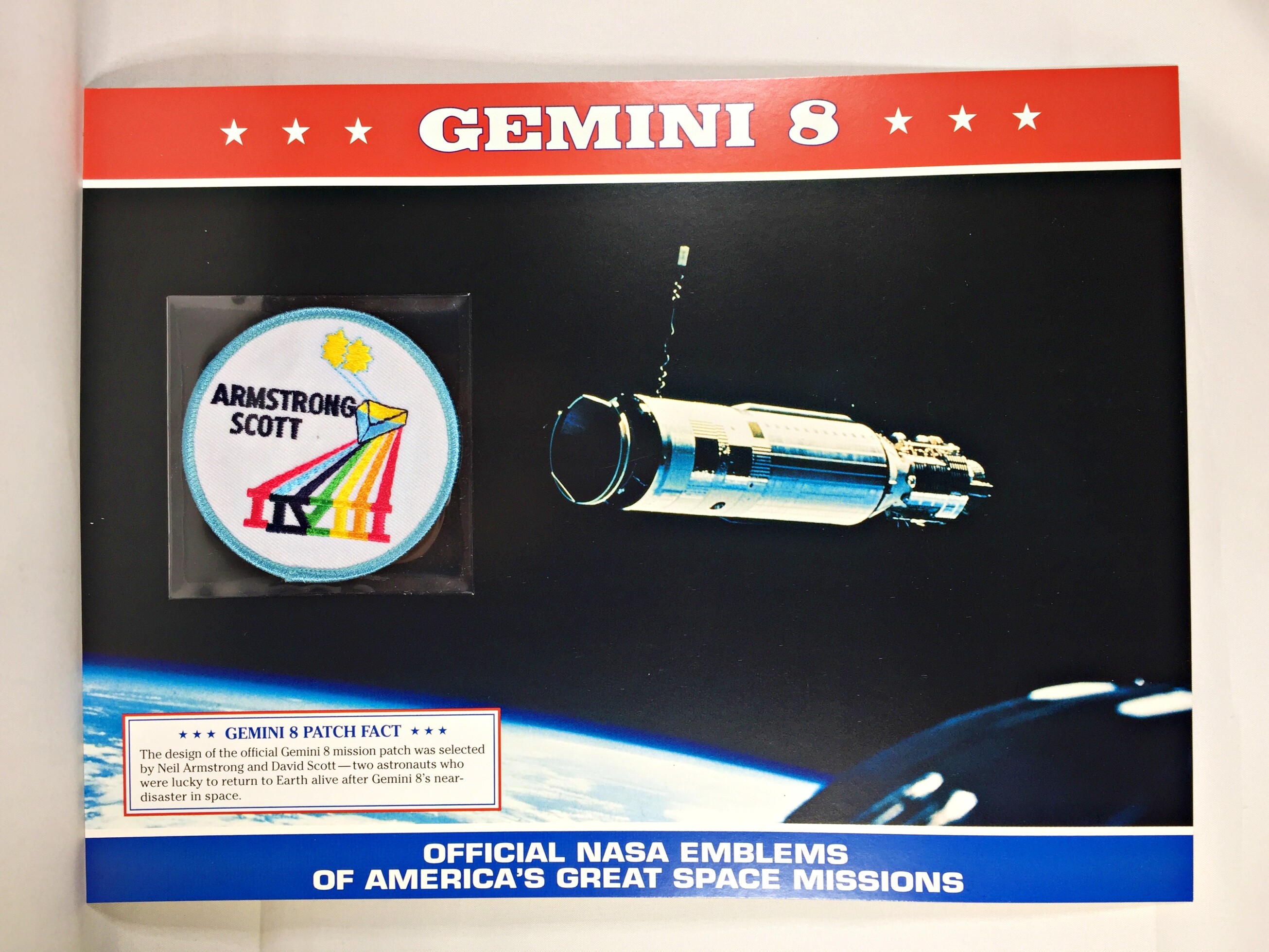 GEMINI 8 (Armstrong and Scott) NASA Space Mission Emblem Patch*Encased in 9" x 11" Historical ...
