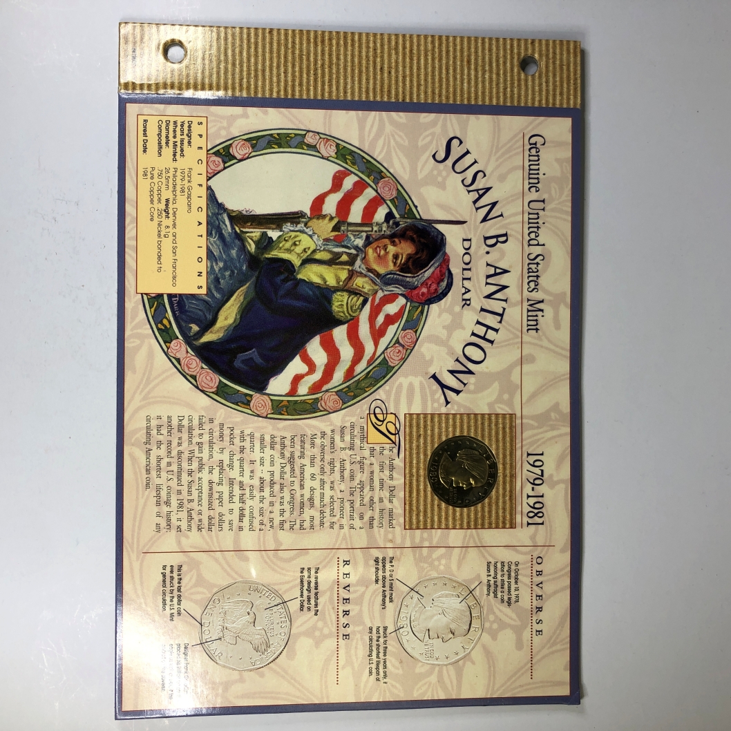 Genuine United States Mint Display Board featuring Susan B Anthony ...