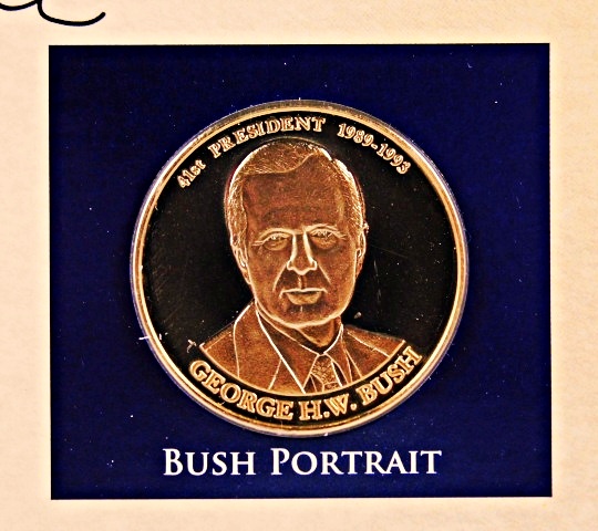 George H. W. Bush Commemorative Presidential Medal*Encased in 9" x 10 ...