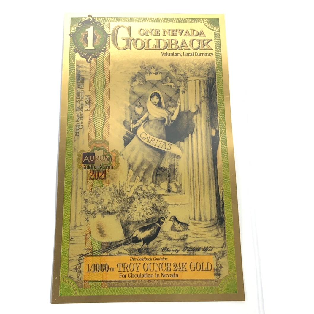 Gold 1/1000th Troy oz Pure 24KT Goldback Note Issued by Nevada in ...