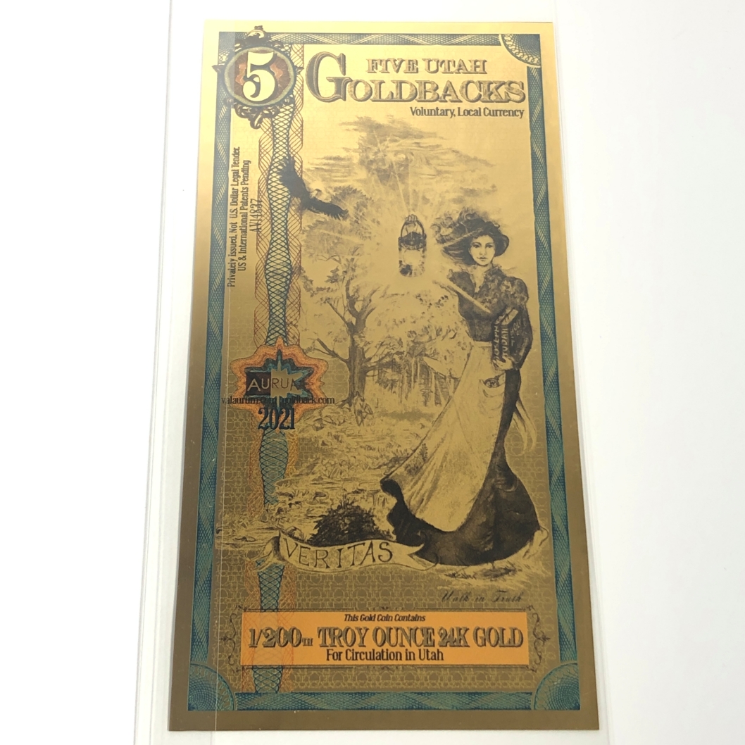 Gold 1/200th Troy oz Pure 24Kt Goldback Note Issued by Utah in ...