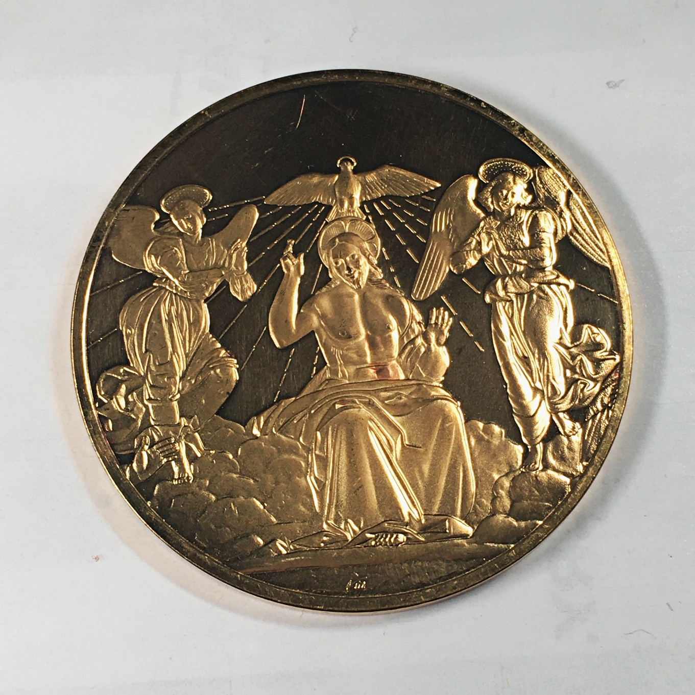 Gold Electro-plated Sterling Silver Medallion*The Holy Trinity & Saints ...
