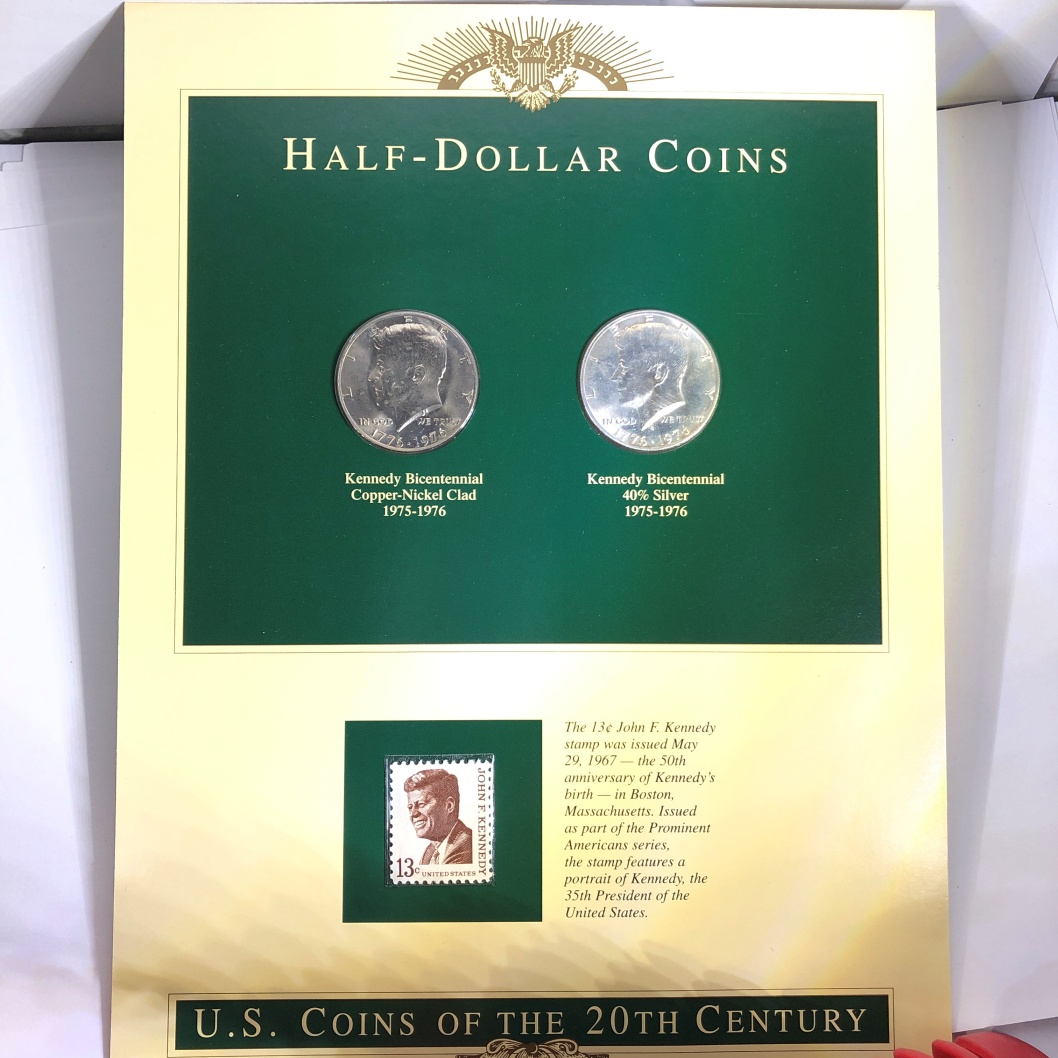 Half dollar Coins*One Silver and One Clad Kennedy Half Dollar PLUS 13c ...