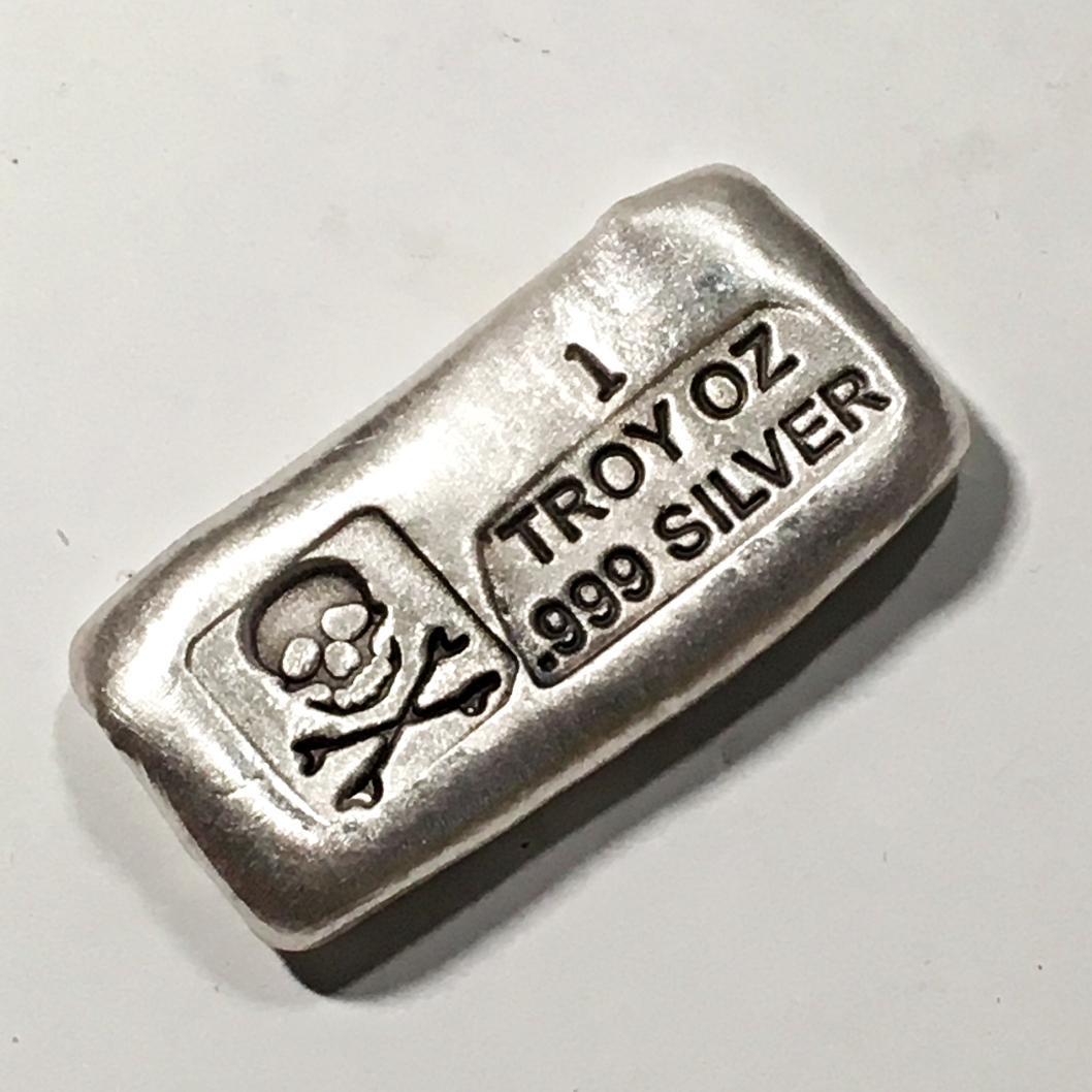 Hand-Poured 1 Troy Ounce .999 Silver Bar*Scull & Bones | Property Room
