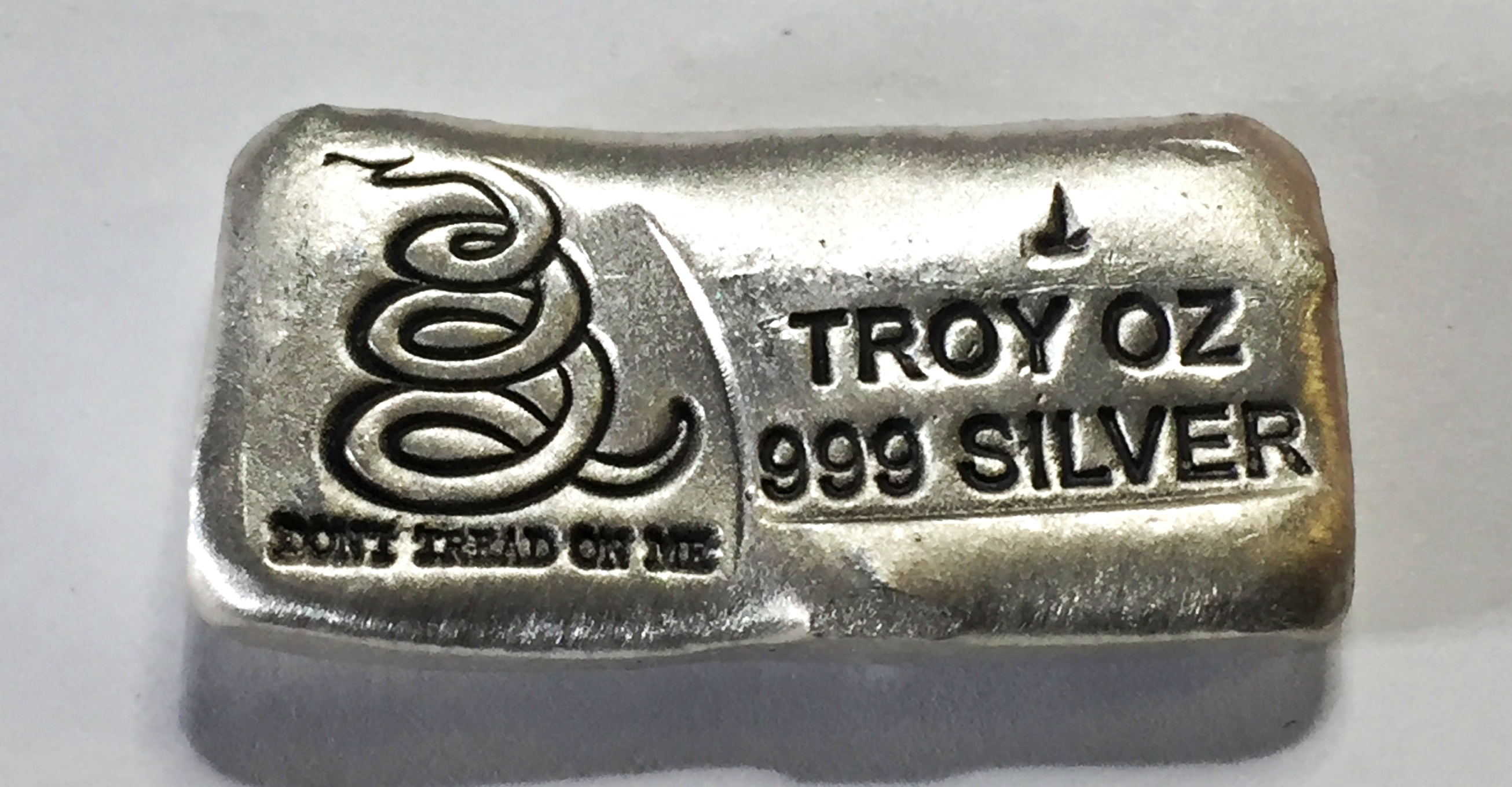 Hand-poured 1 Troy Ounce .999 Silver Bar*Snake*Don't Tread On Me | Property Room