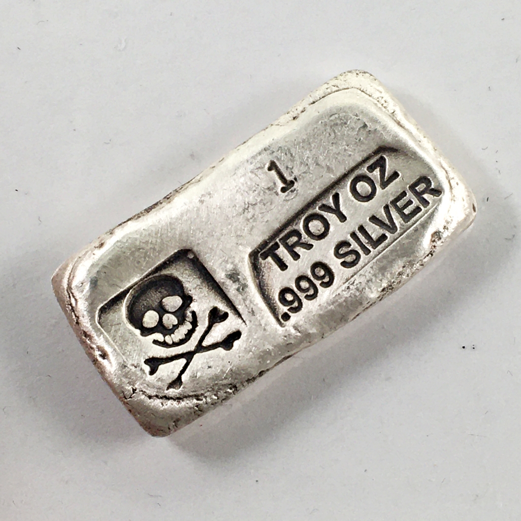 Hand-poured 1 Troy Ounce .999 Silver*Skull & Bones | Property Room