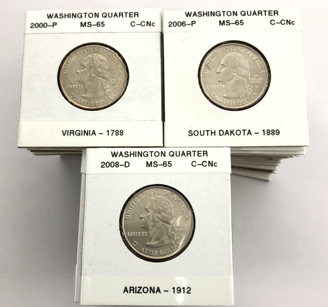 High Grade Lot of State and Territory Quarters Nicely Labeled and ...