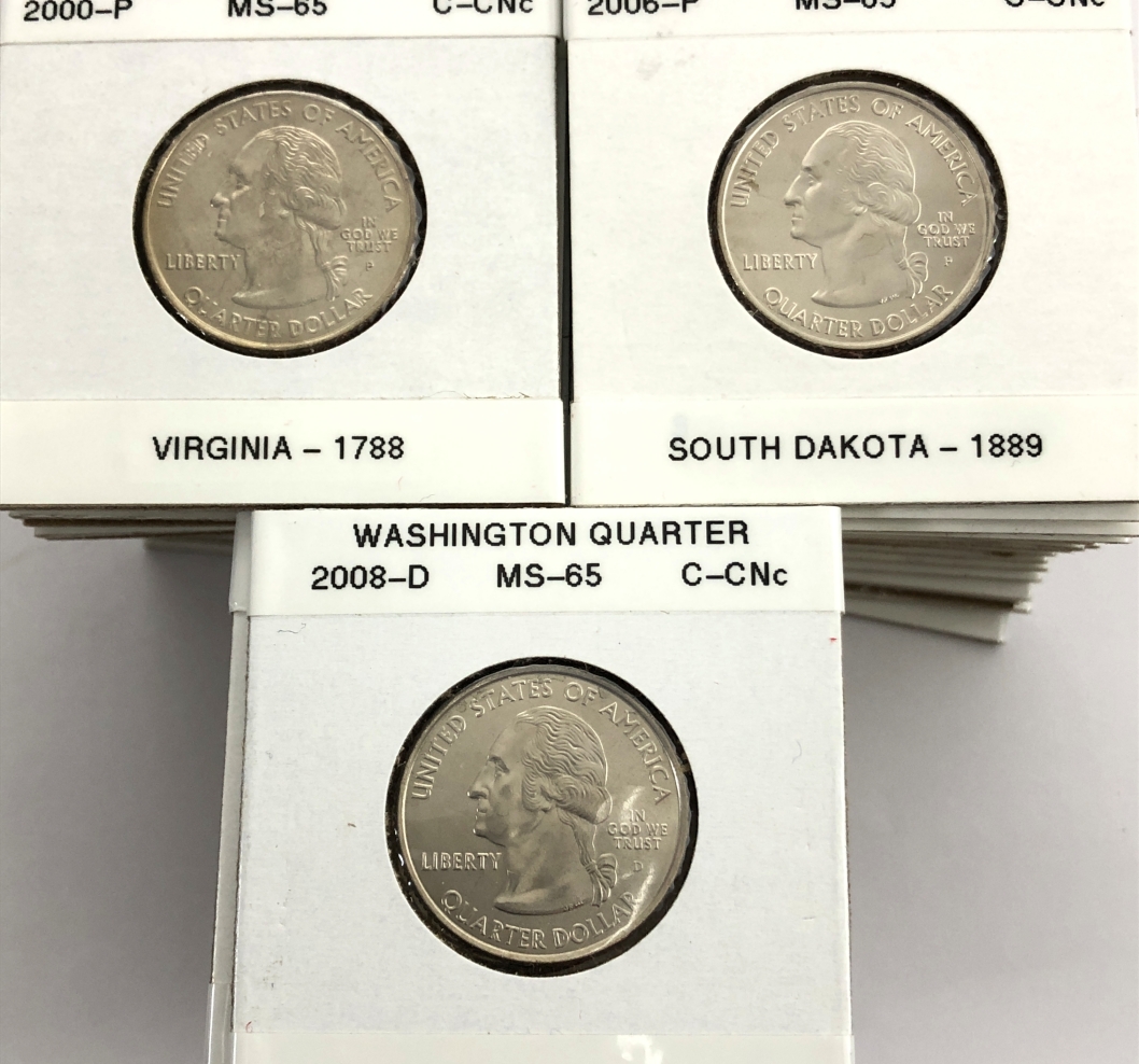 High Grade Lot of State and Territory Quarters Nicely Labeled and ...