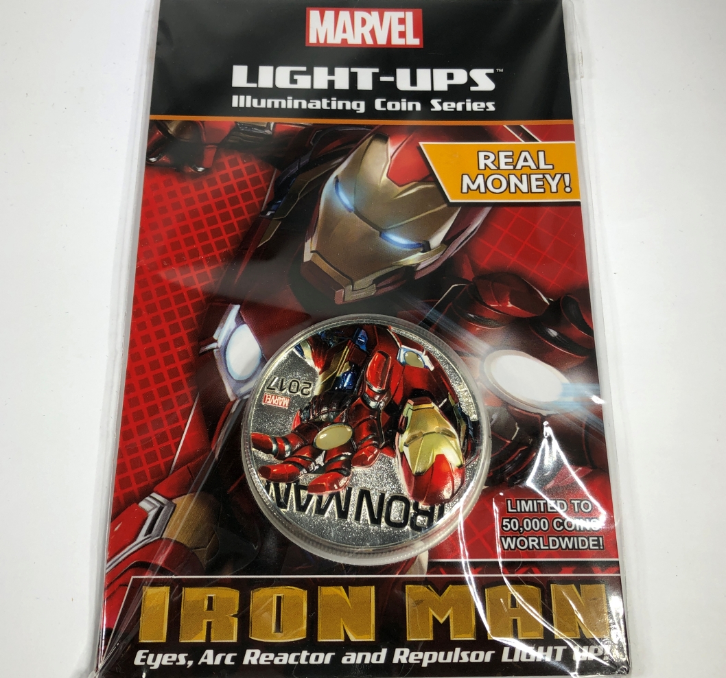 Iron Man Light-Up Illuminating Silver Clad 2017 Fiji Half Dollar Legal ...