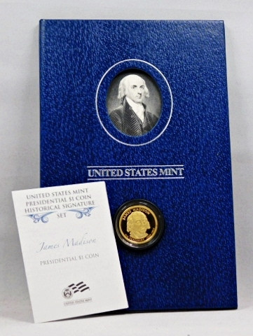 James Madison Presidential Proof Dollar Coin and Historical Signature ...