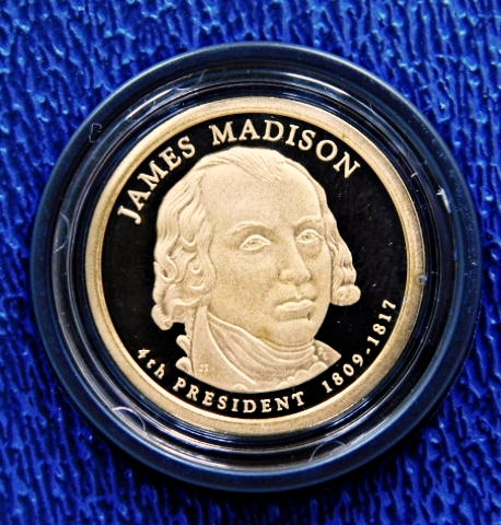 James Madison Presidential Proof Dollar Coin and Historical Signature ...