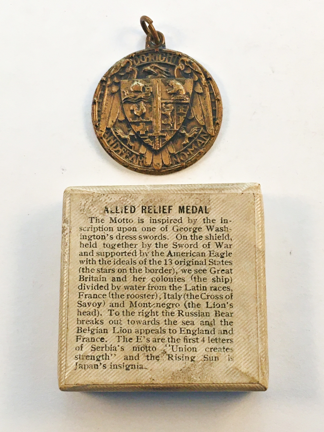 Japan Allied Relief Medallion Pendant*Motto and Japan's Insignia*1.25 ...