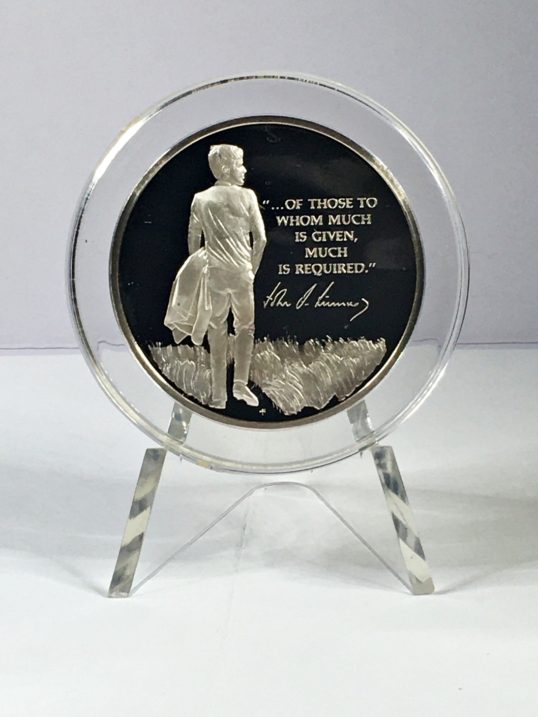 John F. Kennedy Sterling Silver Proof Commemorative Memorial Medallion ...