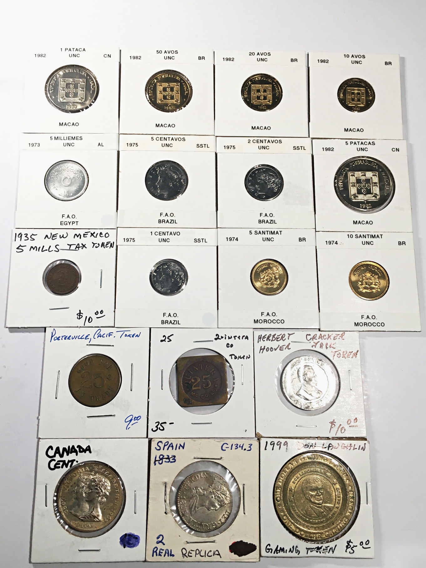 Large Lot of High Grade World Coins/Tax and Gaming Tokens*Macao, Brazil ...