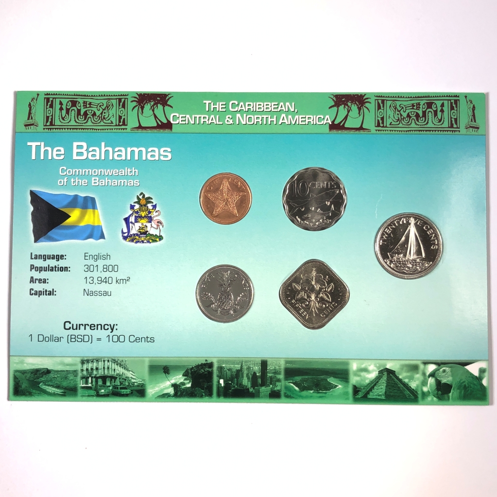 Late 1990's and Early 2000's Bahamas Uncirculated Coin Set*Encased in 4 ...