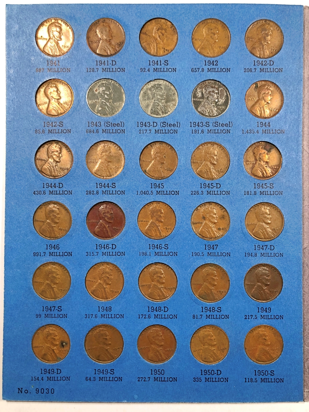 Lincoln Cent Full Set in Album 1941-1974*Includes 90 Wheat/Memorial ...