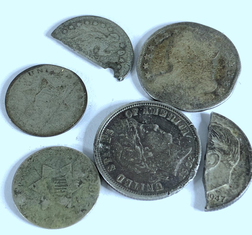 Lost of Silver US Obsolete Type Coins Including Half Dime, Silver 3 ...