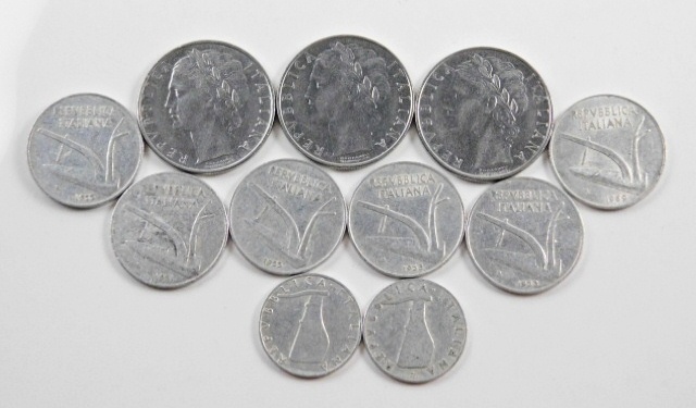 Lot of 11 Italian Coins: Various Denominations and Grades | Property Room